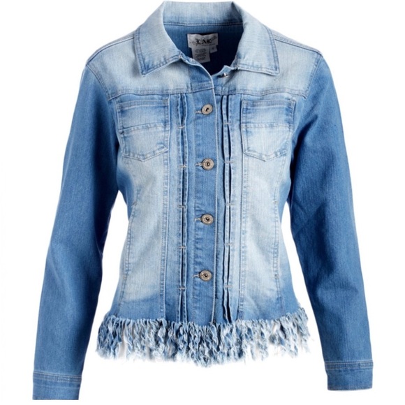 Live a Little | Jackets & Coats | Lal Bleach Denim Blue Fringe Jean ...